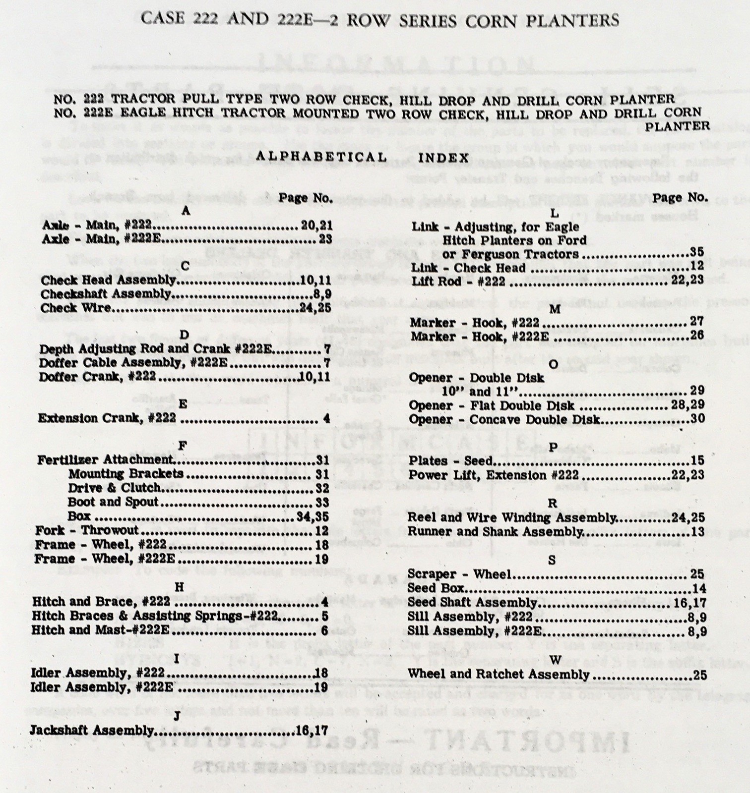 Case 222 222E 2 Row Tractor Planters Parts Manual Check Row Hill Drop ...