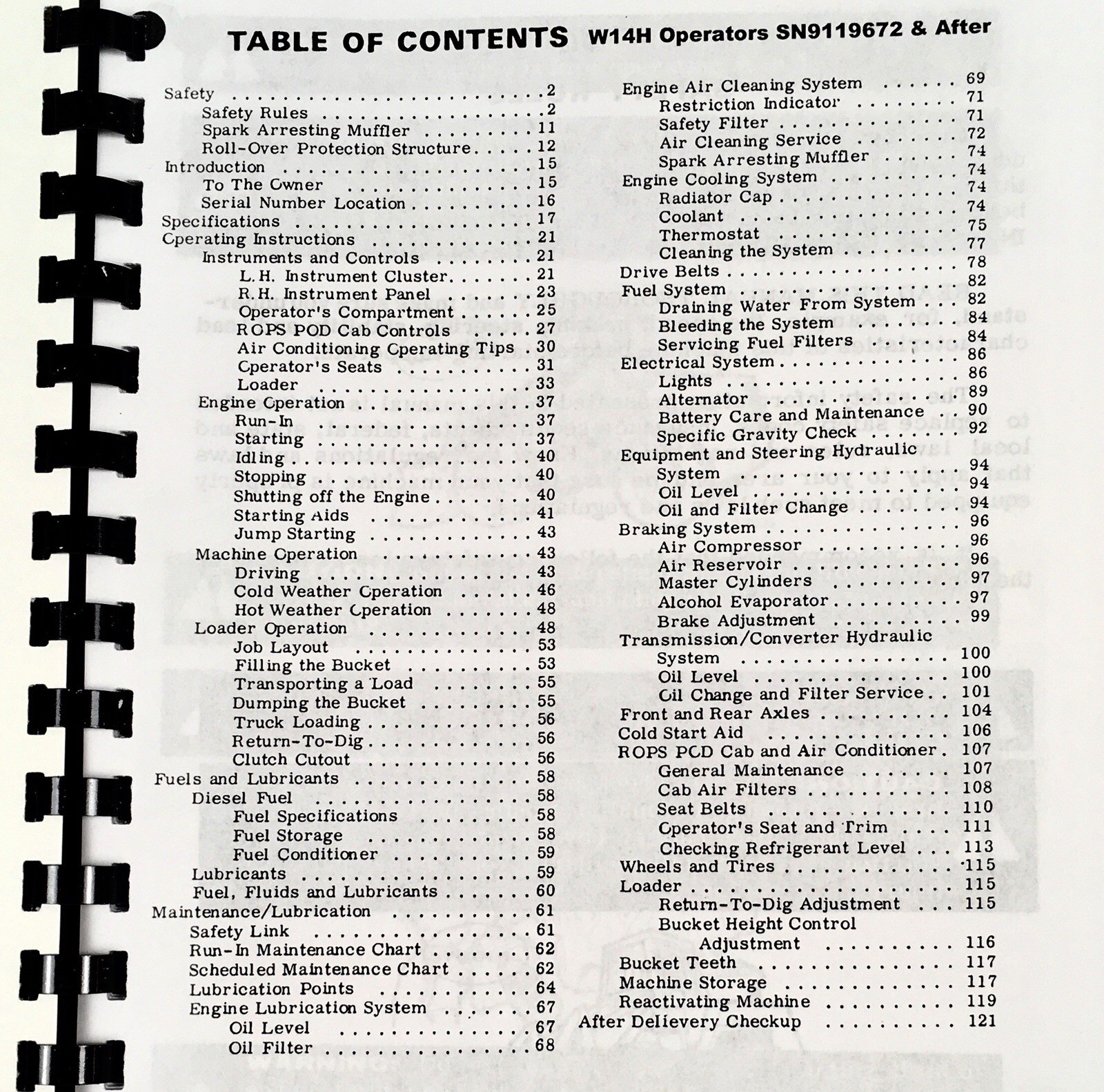 Case W14H Wheel Loader Operators Manual Owners Book Maintenance 9119672 ...