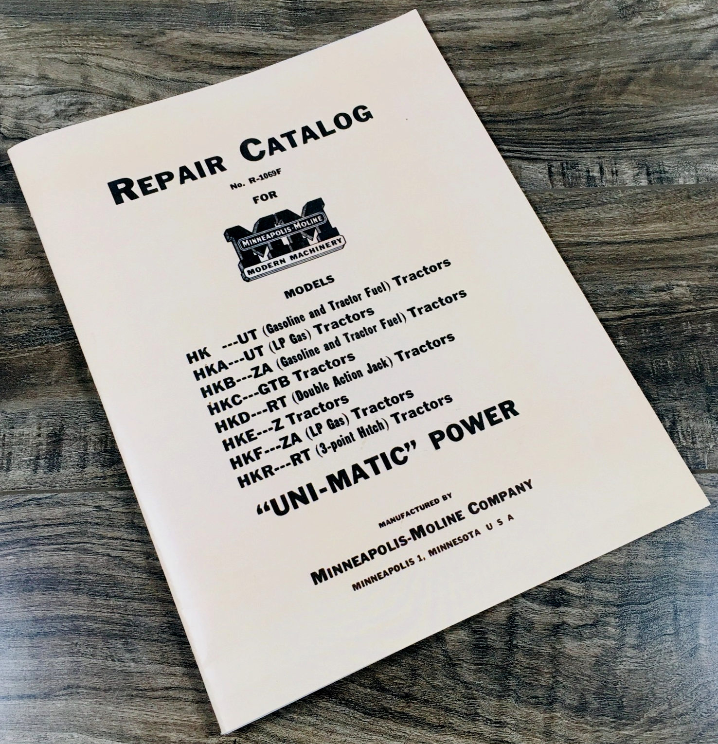 Minneapolis Moline HK HKE-Z HKF-ZA HKR-RT Tractor Parts Manual Catalog ...