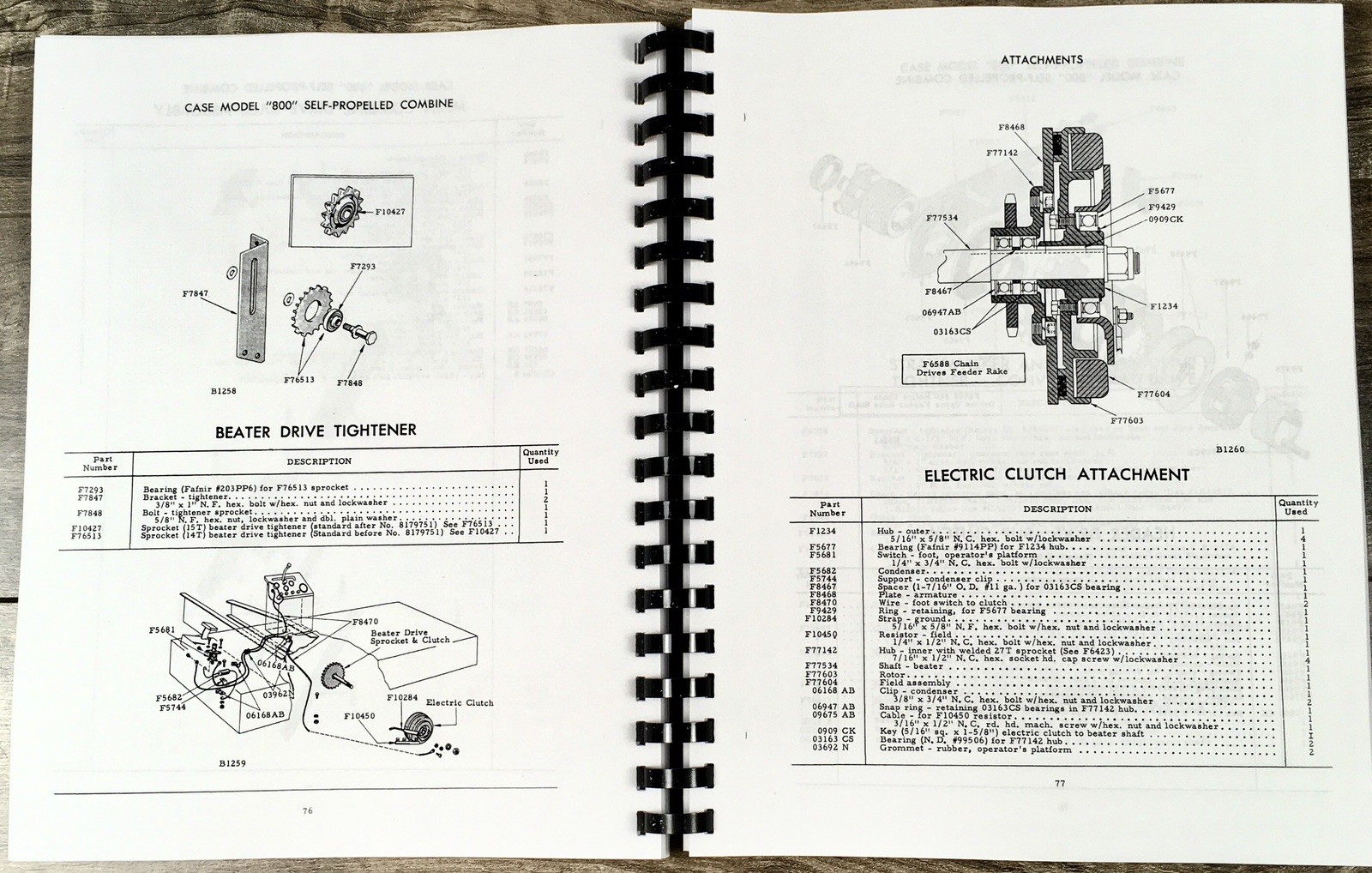 Case 800 Self Propelled Grain Combine Parts Manual Catalog Book Assembly