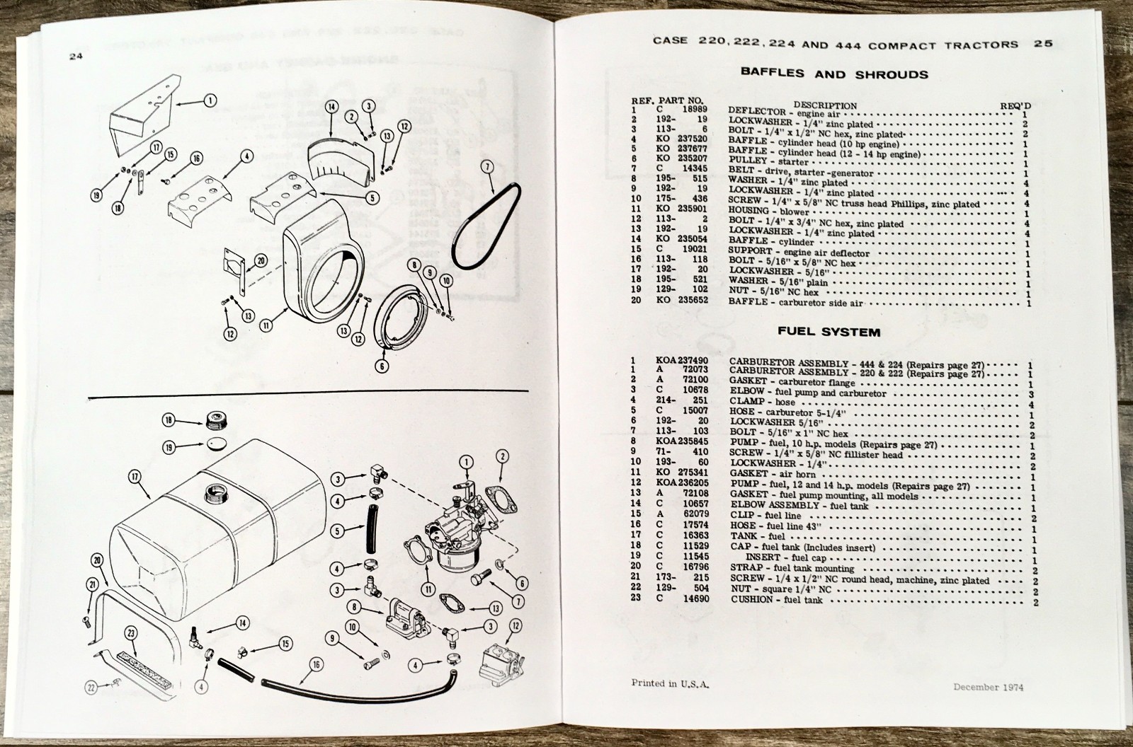 Case 222 Compact Garden Tractors Parts Catalog Manual 9658189 Thru 9681169