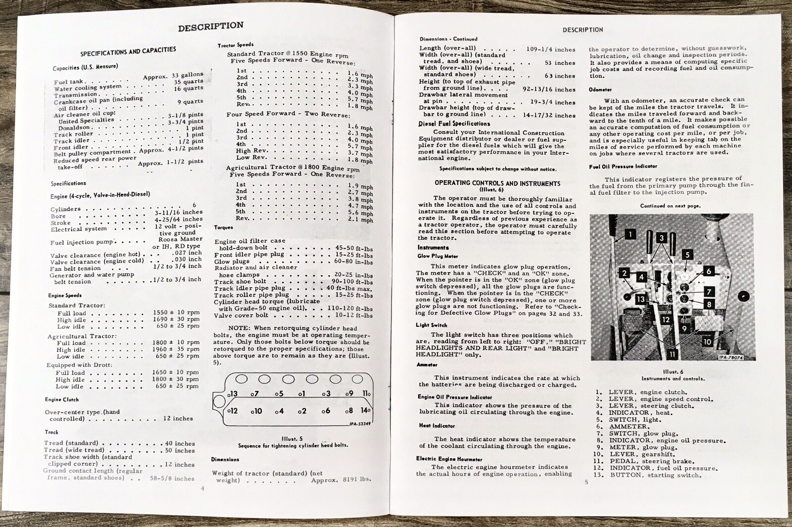 International TD-6 62 Series Crawler Tractor Operators Manual Owners Book