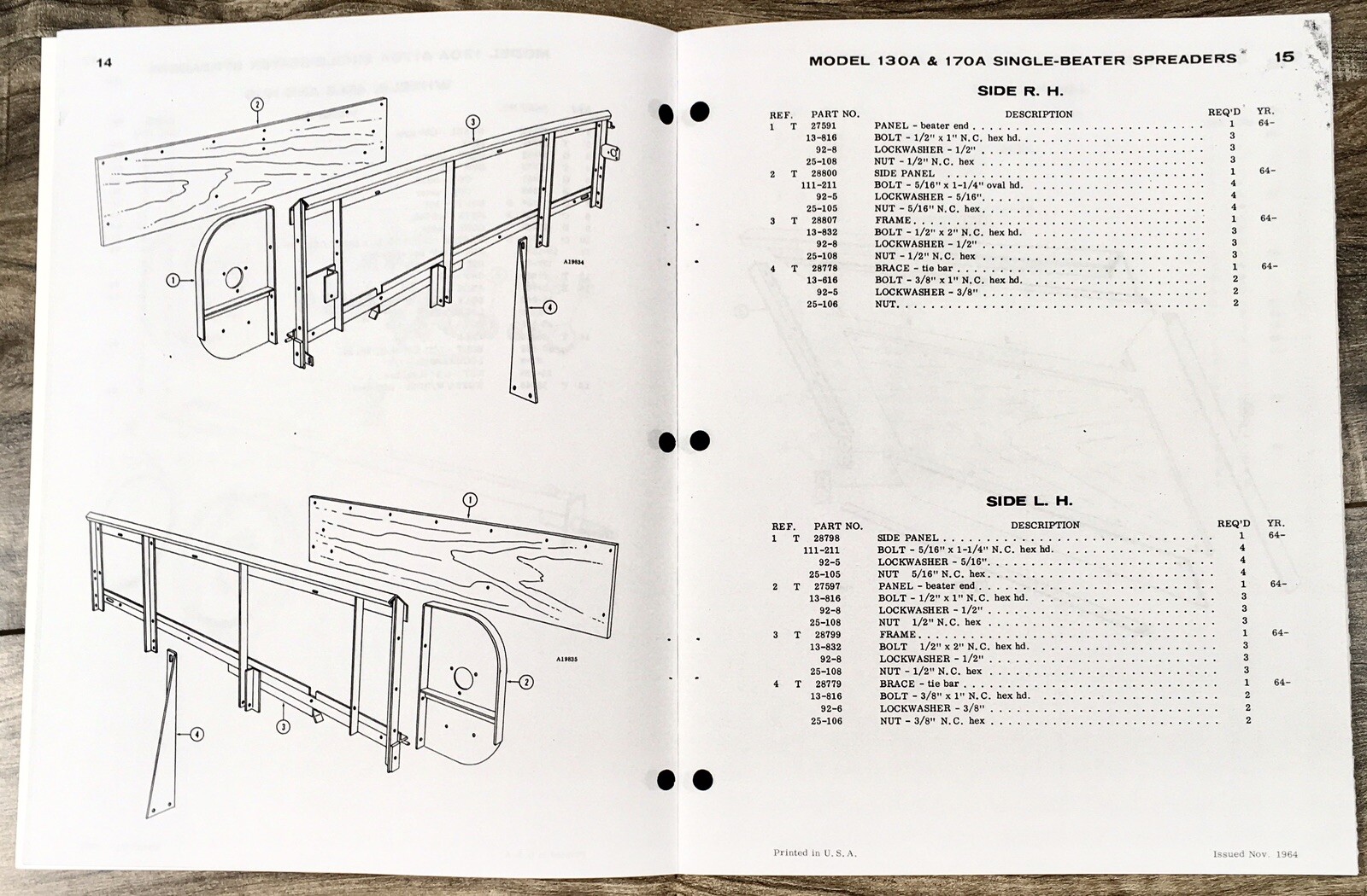 Case 130A 170A Single Beater Spreaders Parts Manual Catalog Book Assembly
