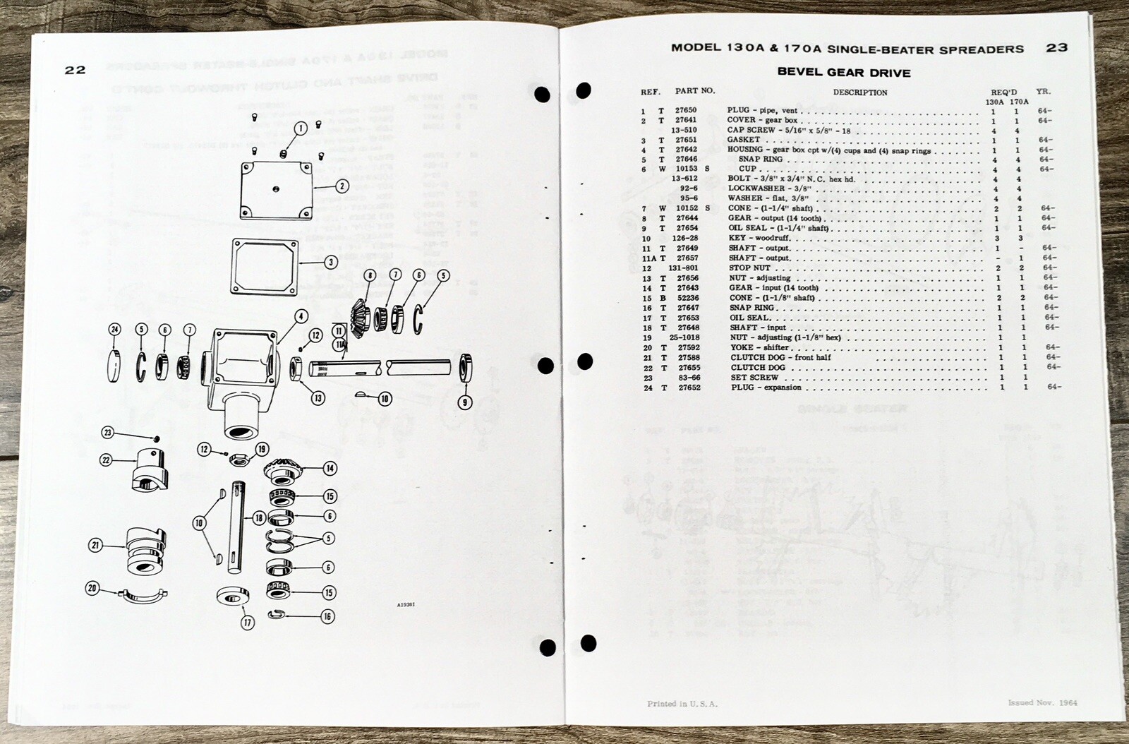 Case 130A 170A Single Beater Spreaders Parts Manual Catalog Book Assembly